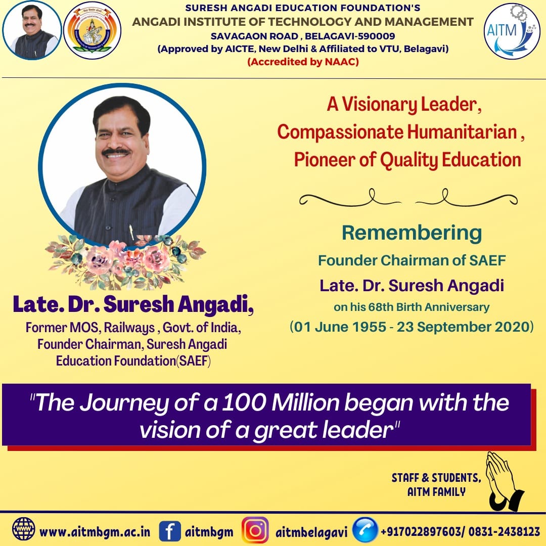 68th Birth Anniversary of Late. Dr. Suresh Angadiji – ANGADI INSTITUTE ...